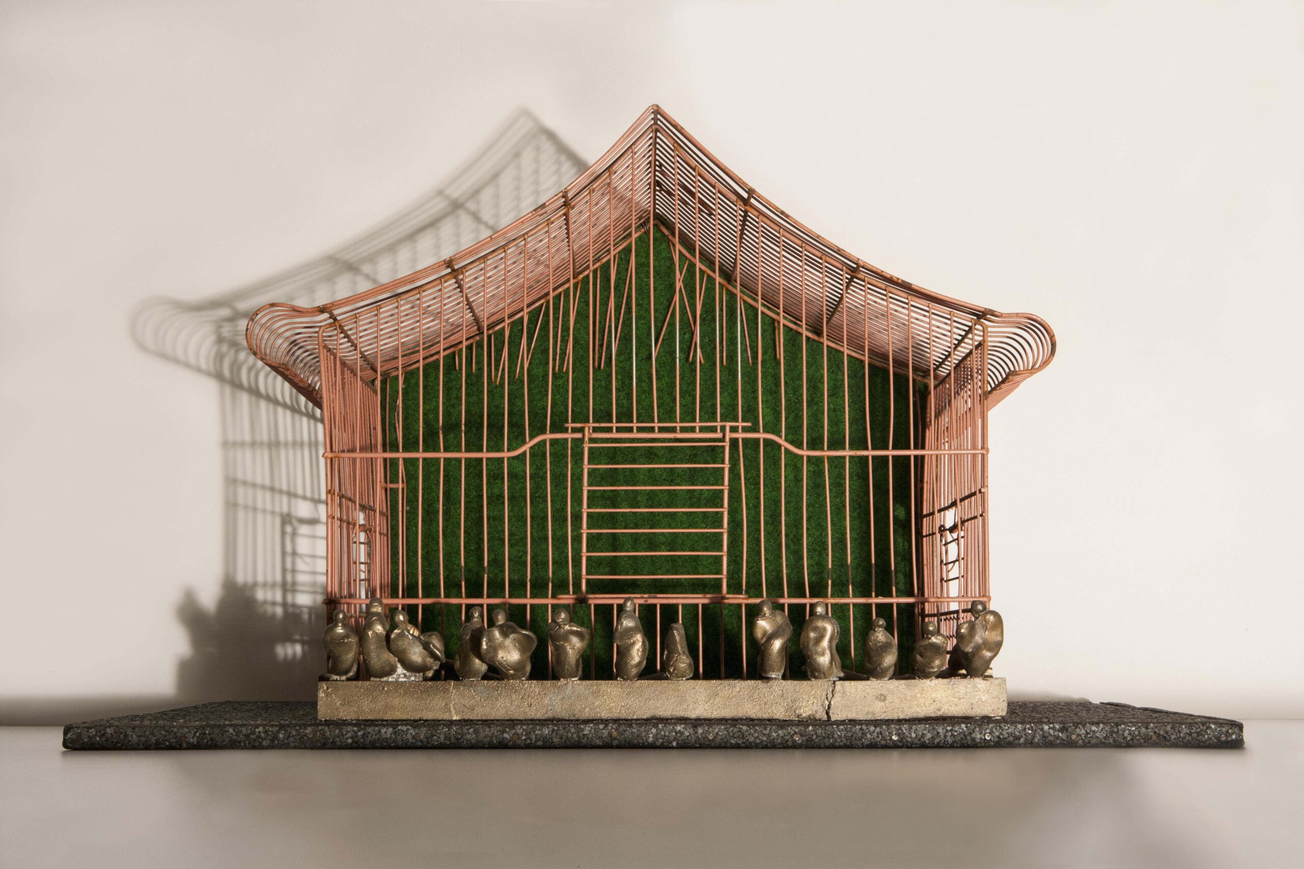 Central Park - Birdcage & human figures small scale sculpture - MATI ...