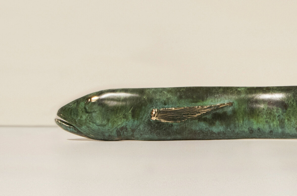 Eel Bronze / green (FSB) - Cast bronze eel sculpture- MATI Santorini