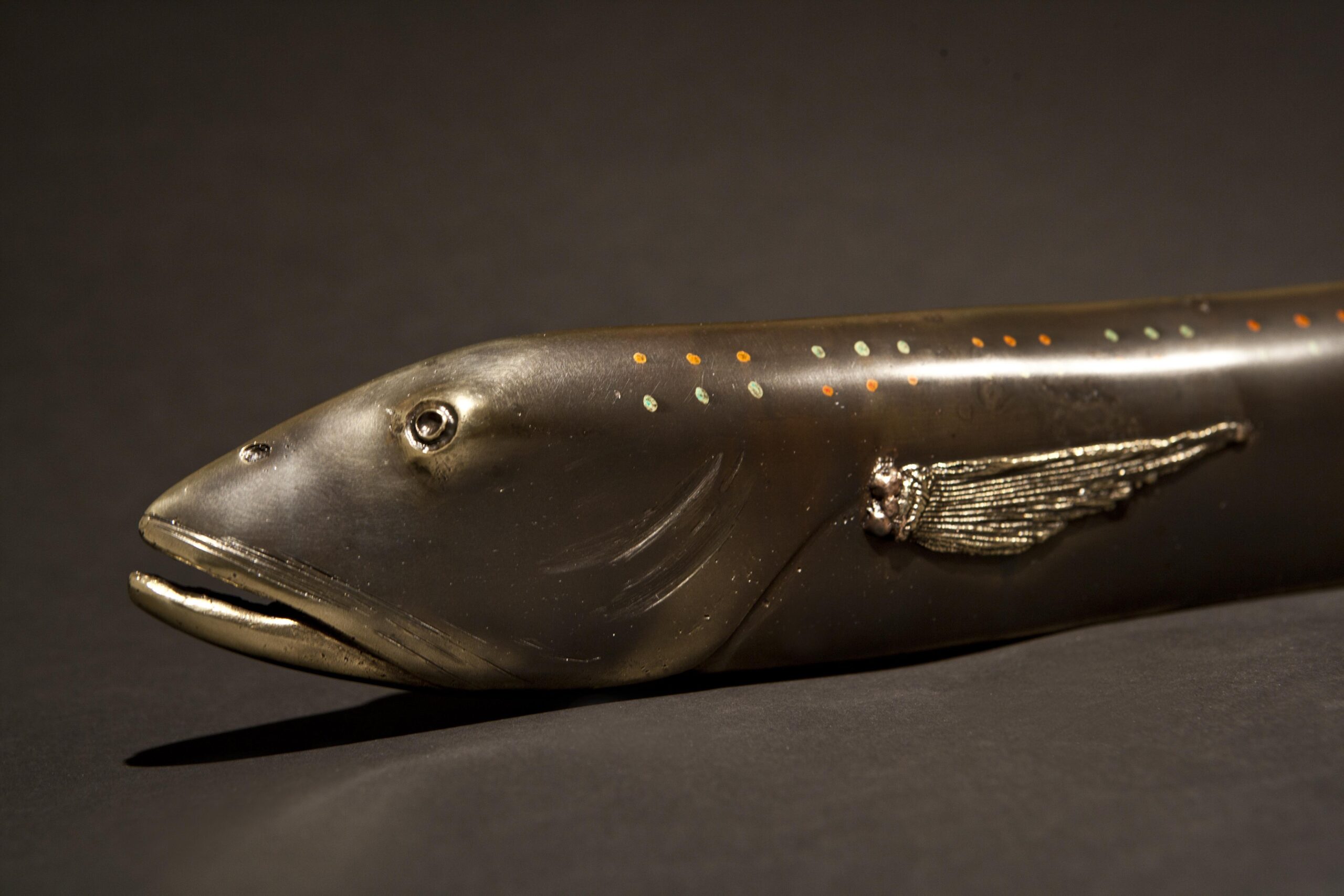 Eel Bronze 4 (FSB) - Eel sculpture made from cast metal - MATI Santorini