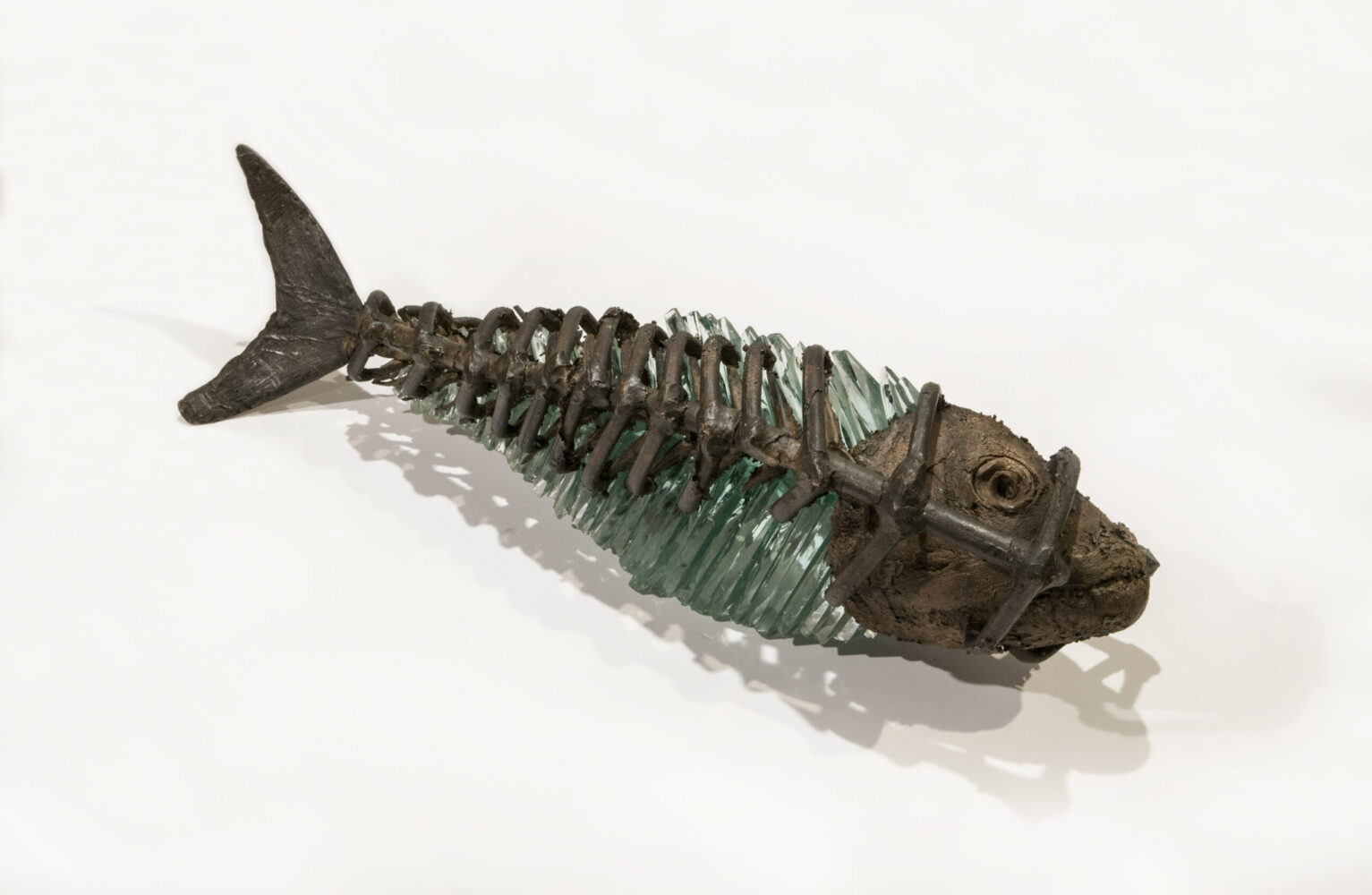 Entrapped Frozen Fish - Glass & metal tabletop fish sculpture - MATI ...