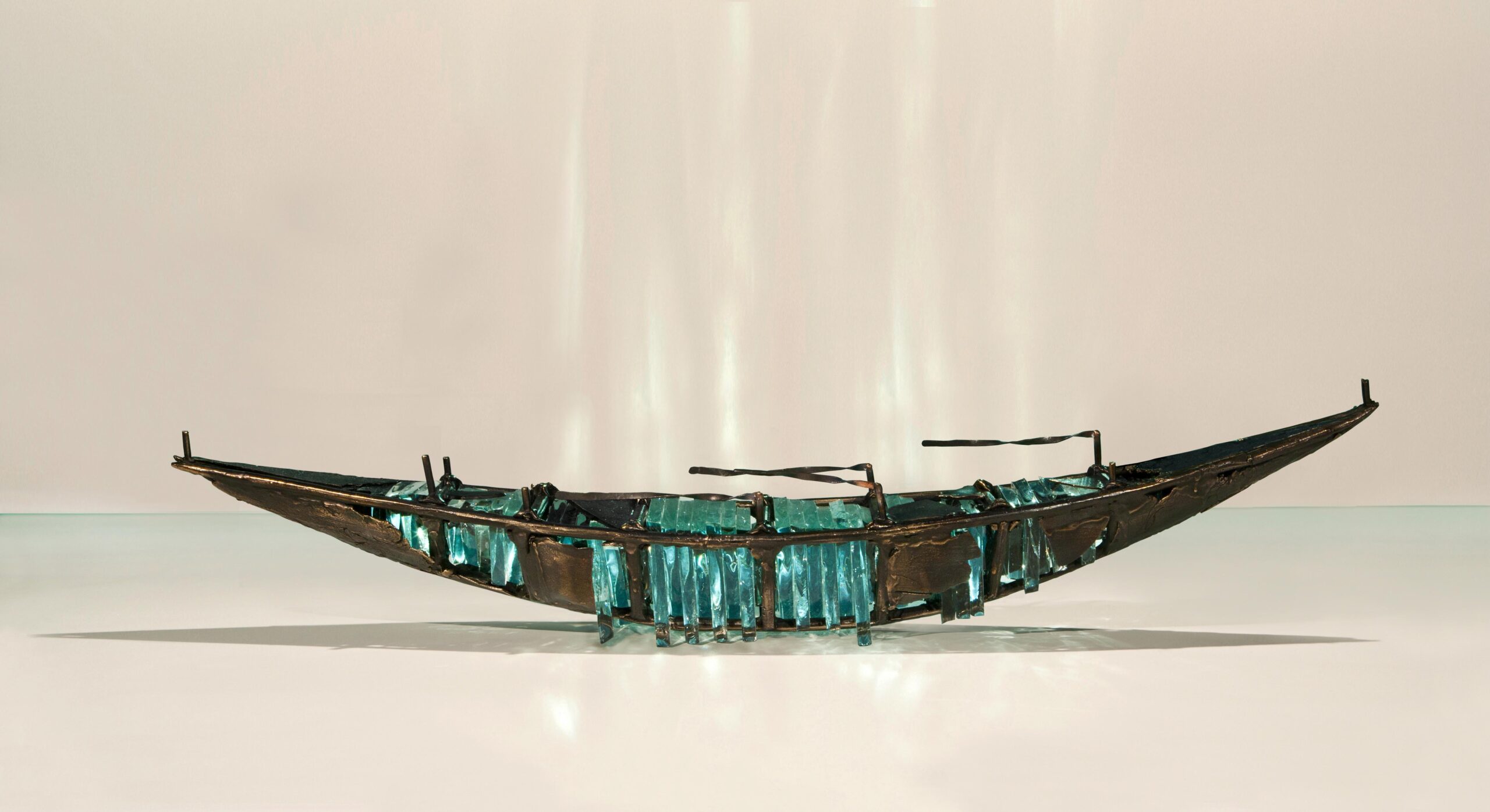 Shipwreck 72 - cast bronze & glass boat sculpture 72 - MATI Santorini