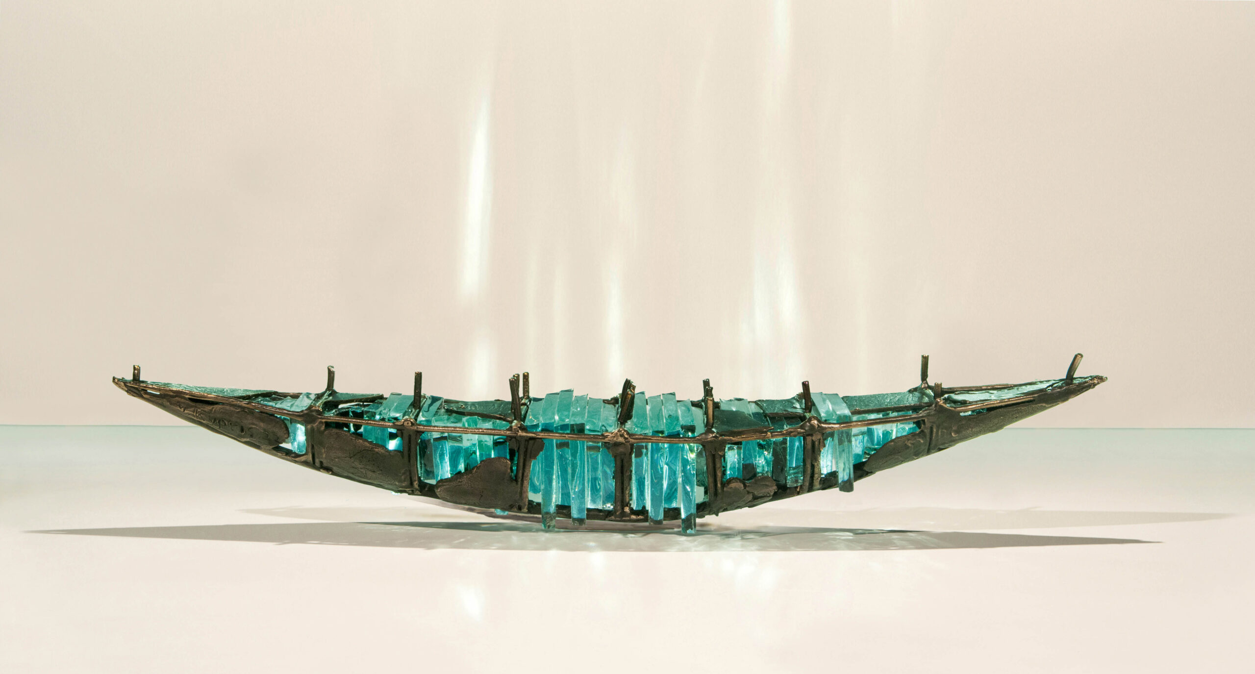 Shipwreck 83 - cast bronze & glass boat sculpture 83 - MATI Santorini